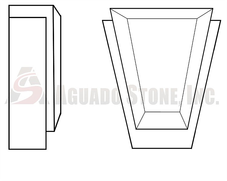 Custom stone cuts finished edges in window sills and water tables.