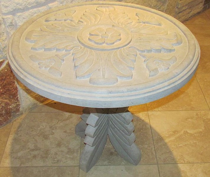 Custom stone cuts finished edges in window sills and water tables.